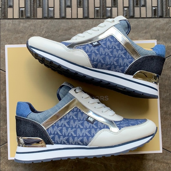 Michael Kors | Shoes | Michael Kors Maddy Trainer Denim Jacquard Denim ...